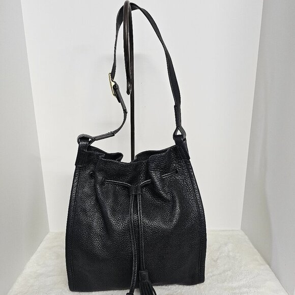 Fossil | Bags | Fossil Black Leather Drawstring Shoulder Bag | Poshmark